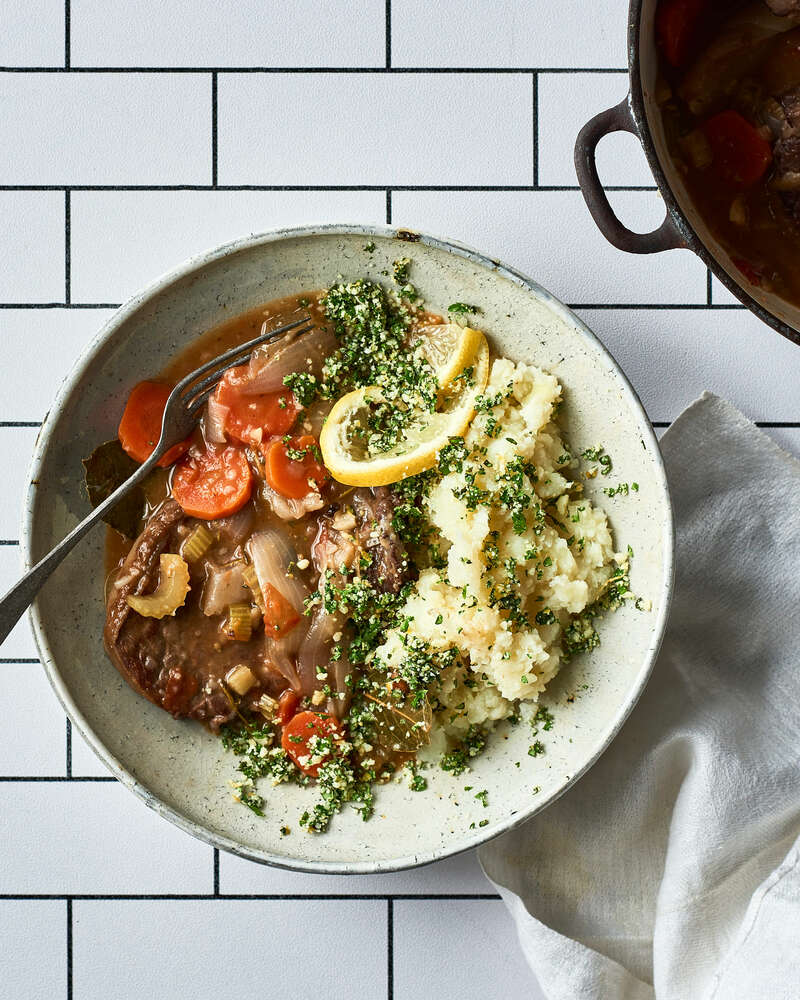 Ossobuco med gremolata og blomkål-kartoffelmos - Sense opskrift